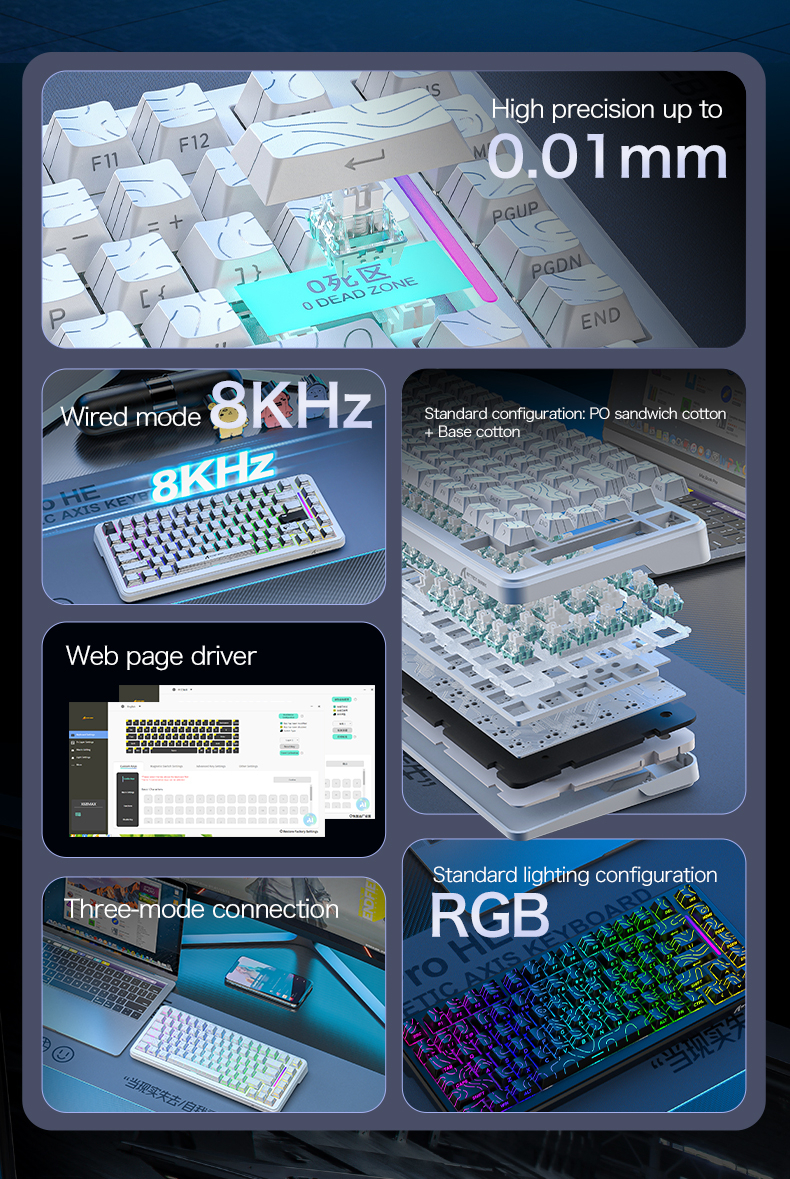 ATTACK SHARK X82PRO HE Wireless 3 Mode Mechanical Keyboard Magnetic ...