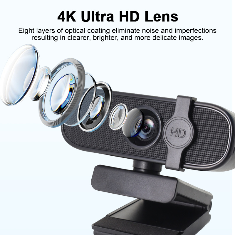 Actual 4K Webcam 4K Ultra HD With Privacy Cover Auto Focus Computer ...