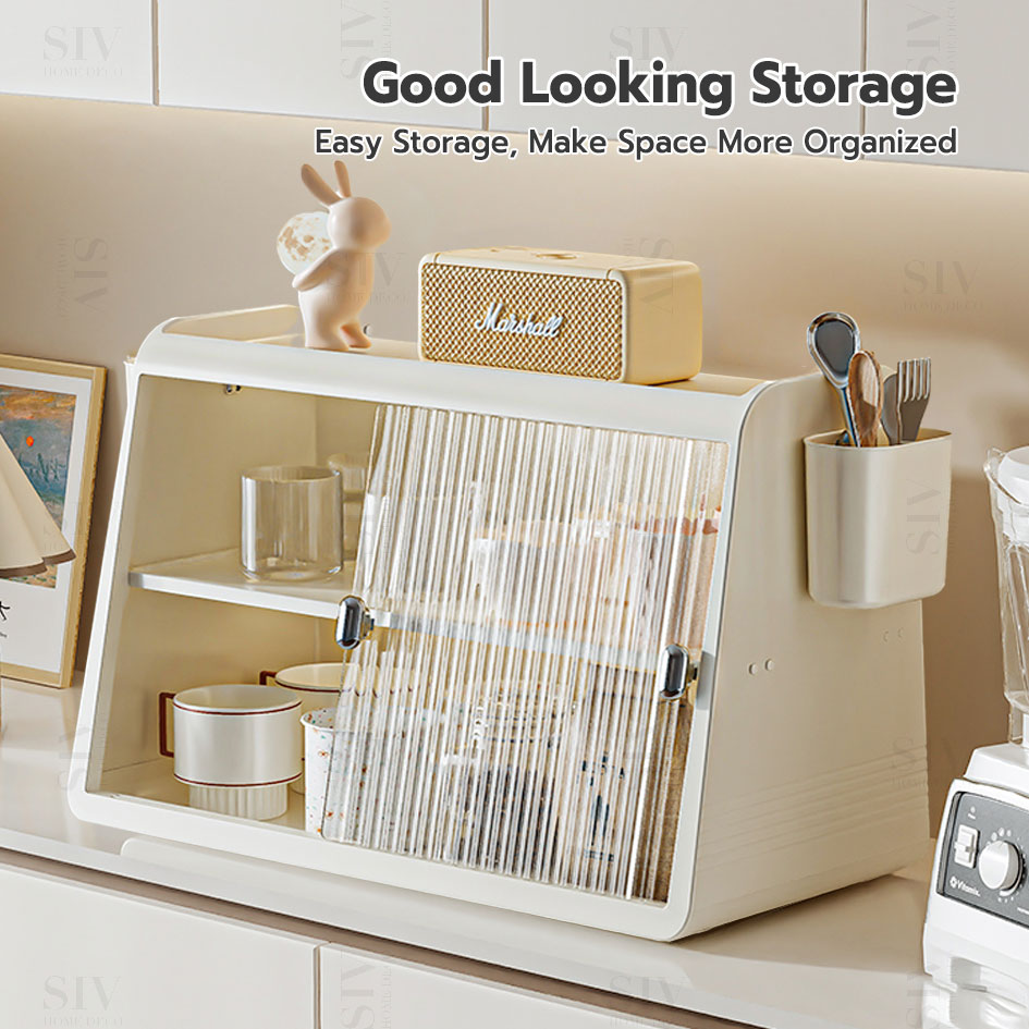 SIV Desktop Plastic Storage Cabinet Tea Coffee Cup Storage Rack Spice ...