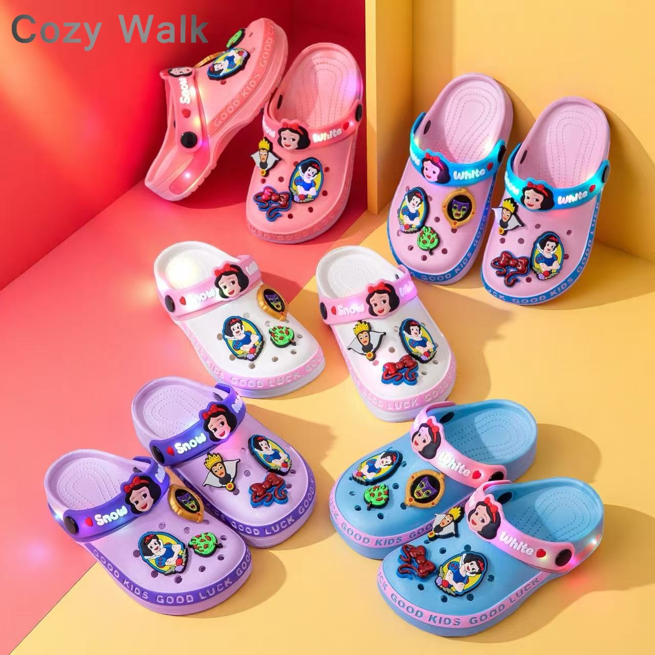 Kids LED Light-Up Clogs Cute Cartoon Soft Non-Slip Sandals for Girls ...