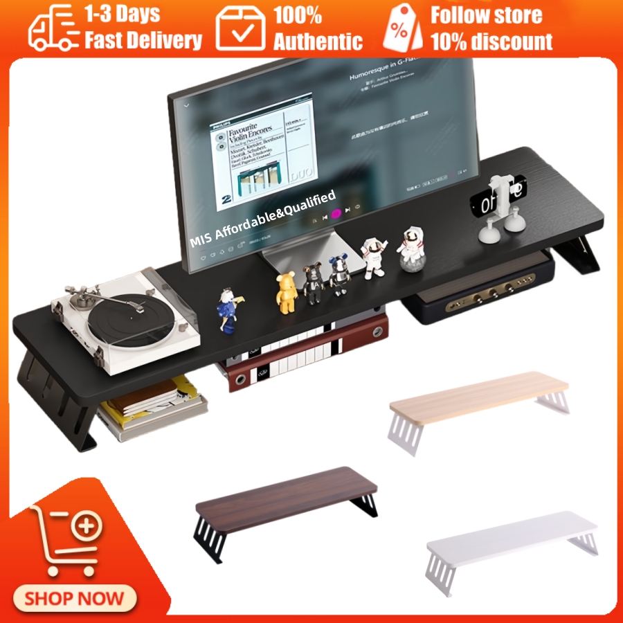 Multifunctional Wooden & Carbon Steel Monitor Stand with Storage ...