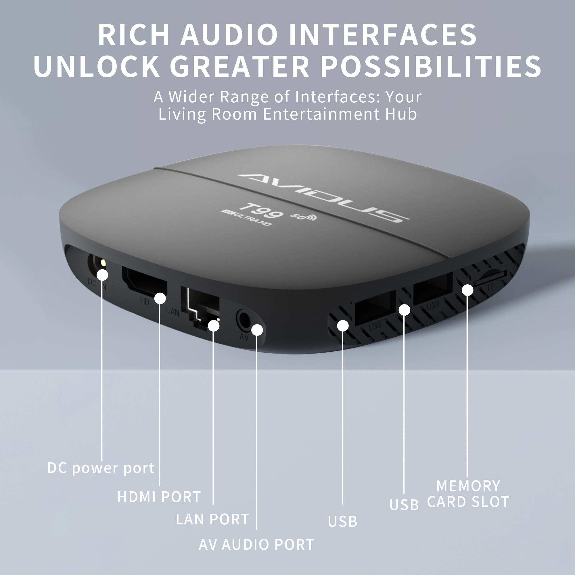 AVIDUS T99 MAX TV Box 8+128/16+256GB HD 8K Android 14.0 with Bluetooth 5.0 Home smart TV Box ...