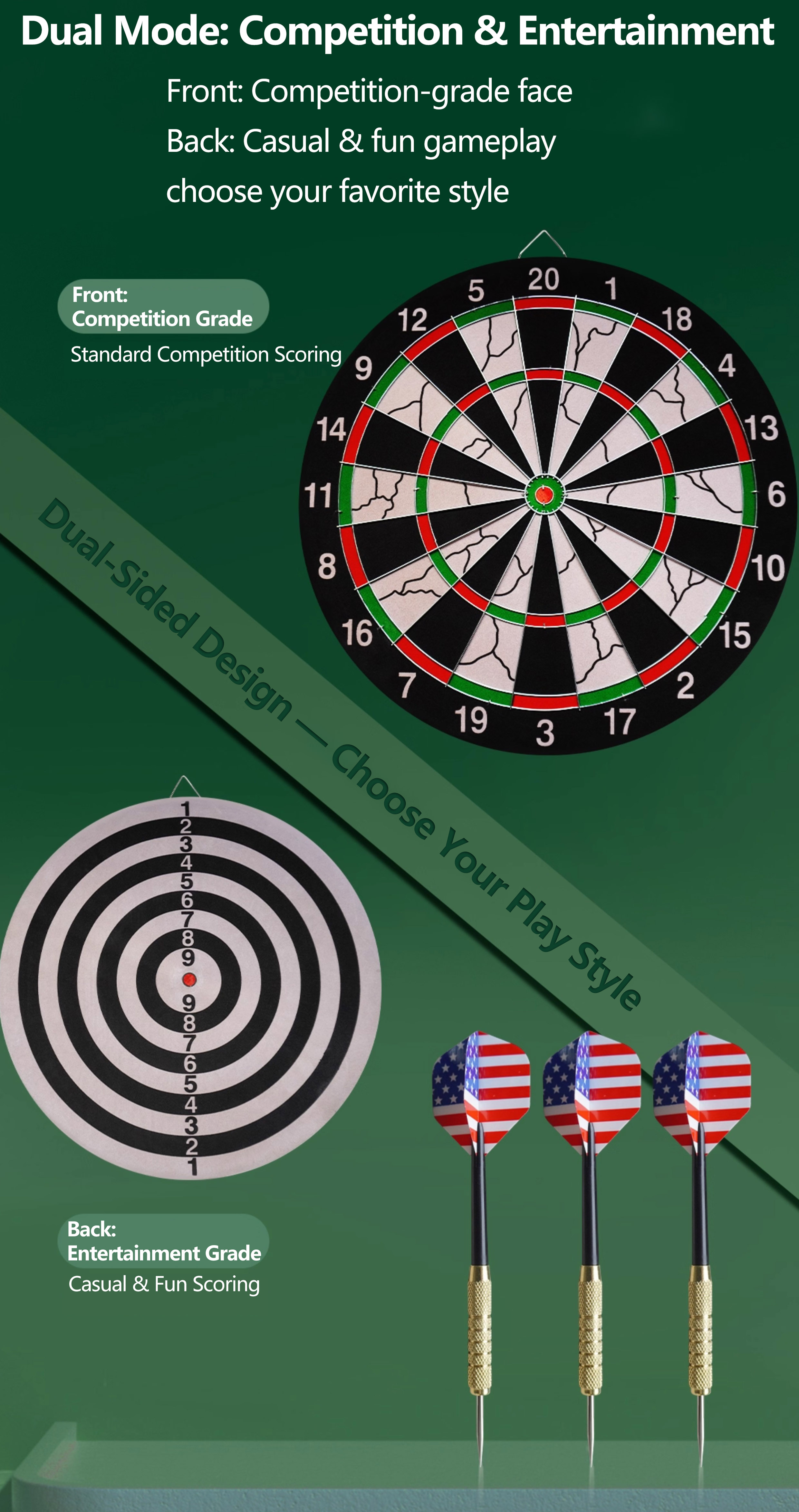 12/17/18inch Dart Board Set - Original Thickened Double-Sided Board ...