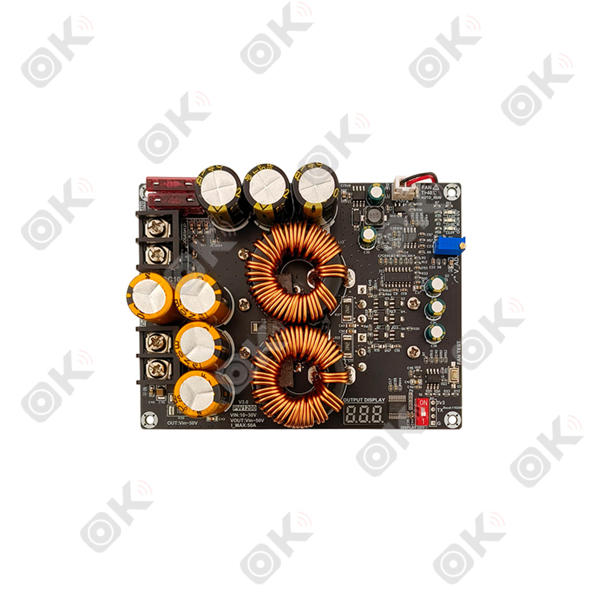 OKmusic ZK-PW1200 1200W DC-DC Boost Converter 10-30V In to 10-50V Out ...