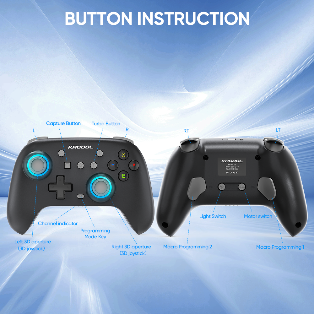 Wireless Bluetooth Gamepad Dual-Mode Six-Axis Gyroscope Joystick Double ...