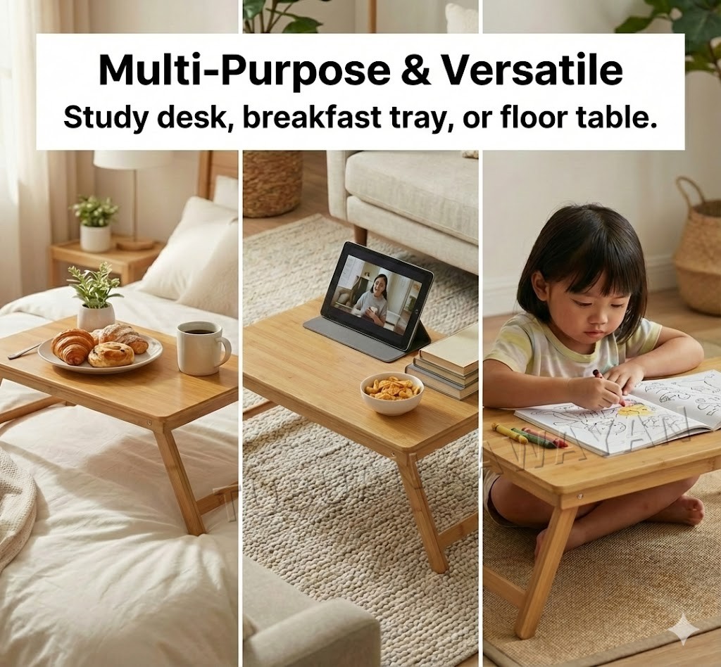 TUBUAN Bamboo Bed Table Foldable Table Wooden Computer Folding Table ...