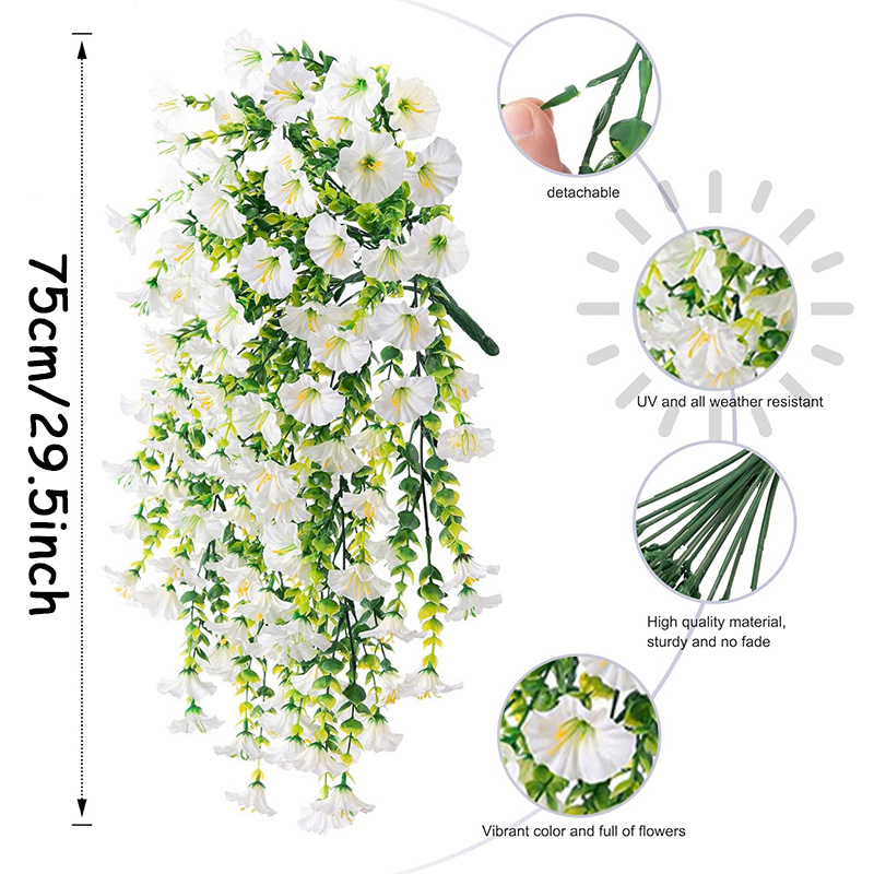 2pcs Colorful Artificial Morning Glory Hanging Flowers Artificial ...