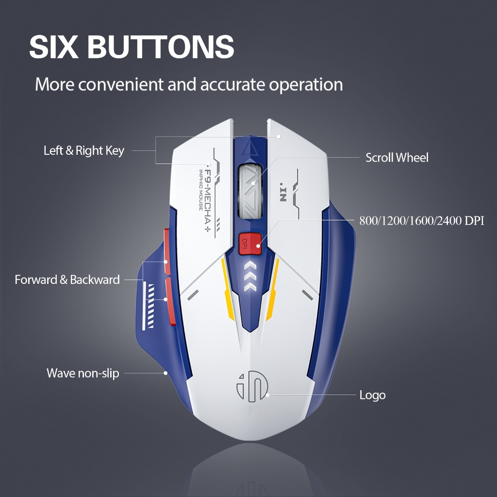 Zeus x INPHIC 2.4G Wireless Mouse Rechargeable Mechanical Office Gaming ...