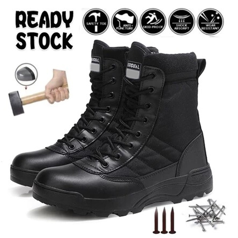 Steel Toe Safety Work Boots for Men Anti-smashing High Cut Work Shoes ...