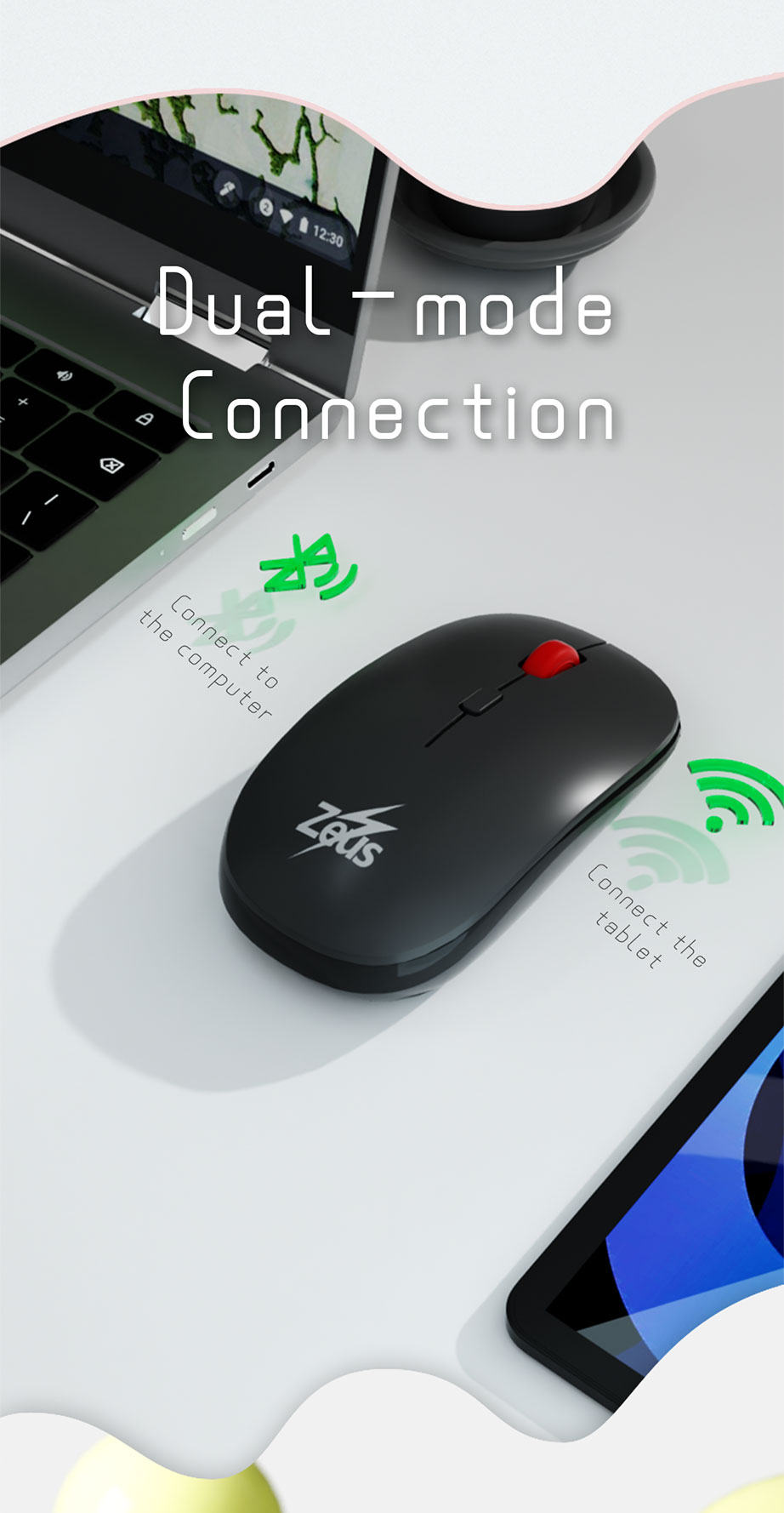 ZEUS ZM-98 Wireless Dual-Mode Wireless Bluetooth Mouse Silent Click 3 ...