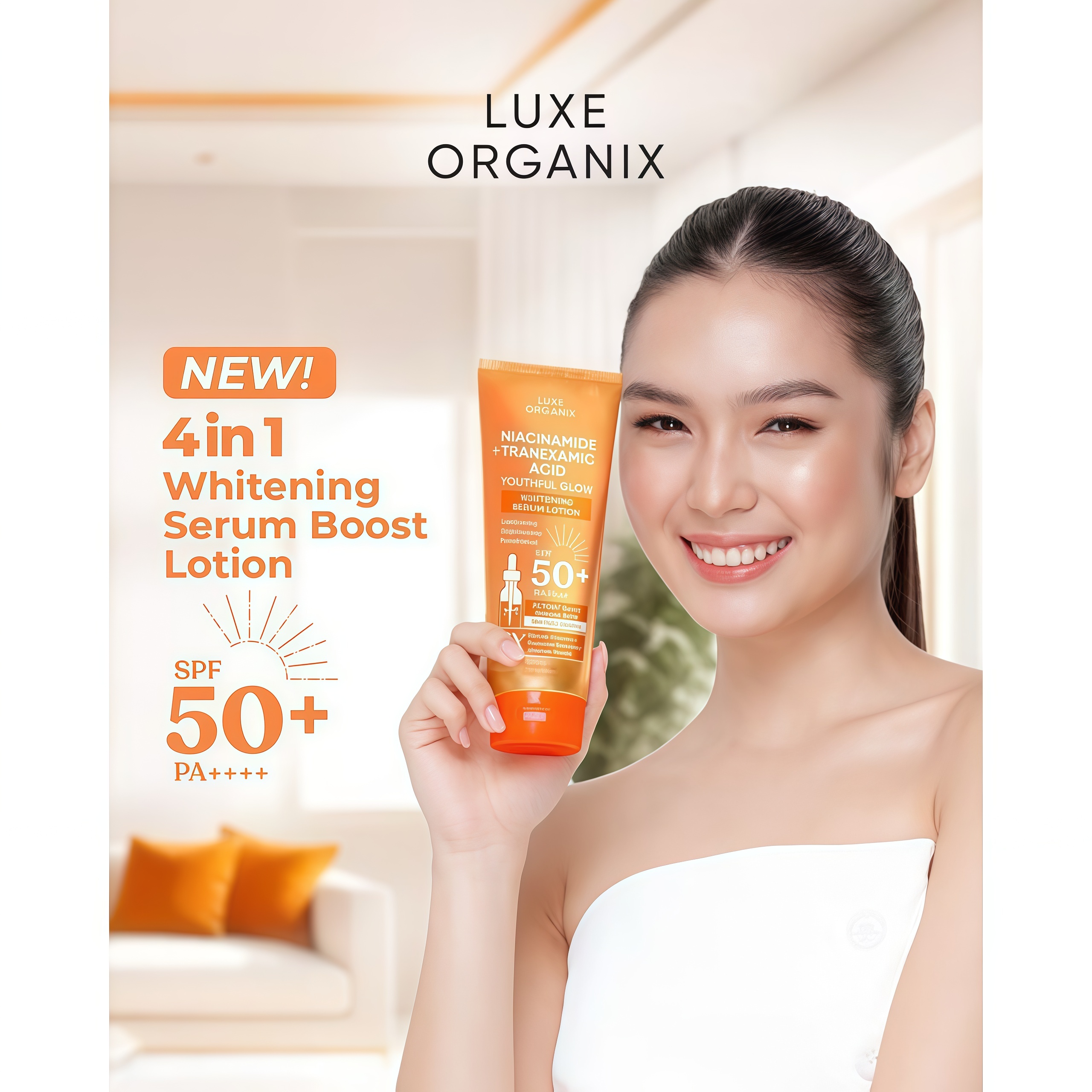 Luxe Organix Gluta Whitening SPF 50 Serum Lotion with Niacinamide ...