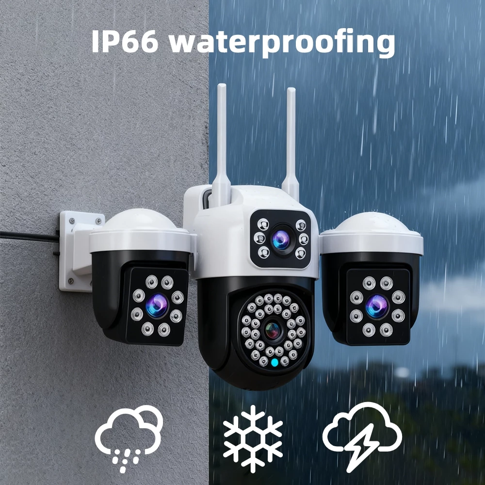 5K Triple Lens XIAOM CCTV Camera WiFi Wireless Outdoor 360 Pan//Tilt ...