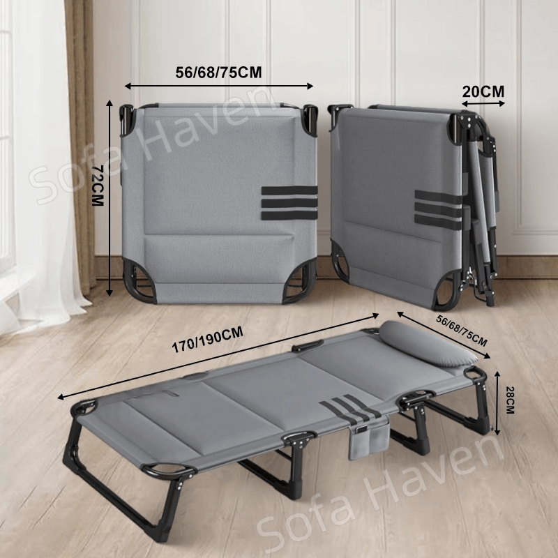 Folding Bed With Mattress Camping Chair Adjustable Reclining Bed Heavy ...