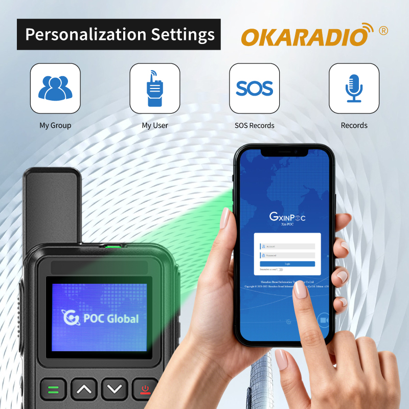 OKARADIO R02 POC Radio Network 4000mAh Two Way Radio No distance Limit ...