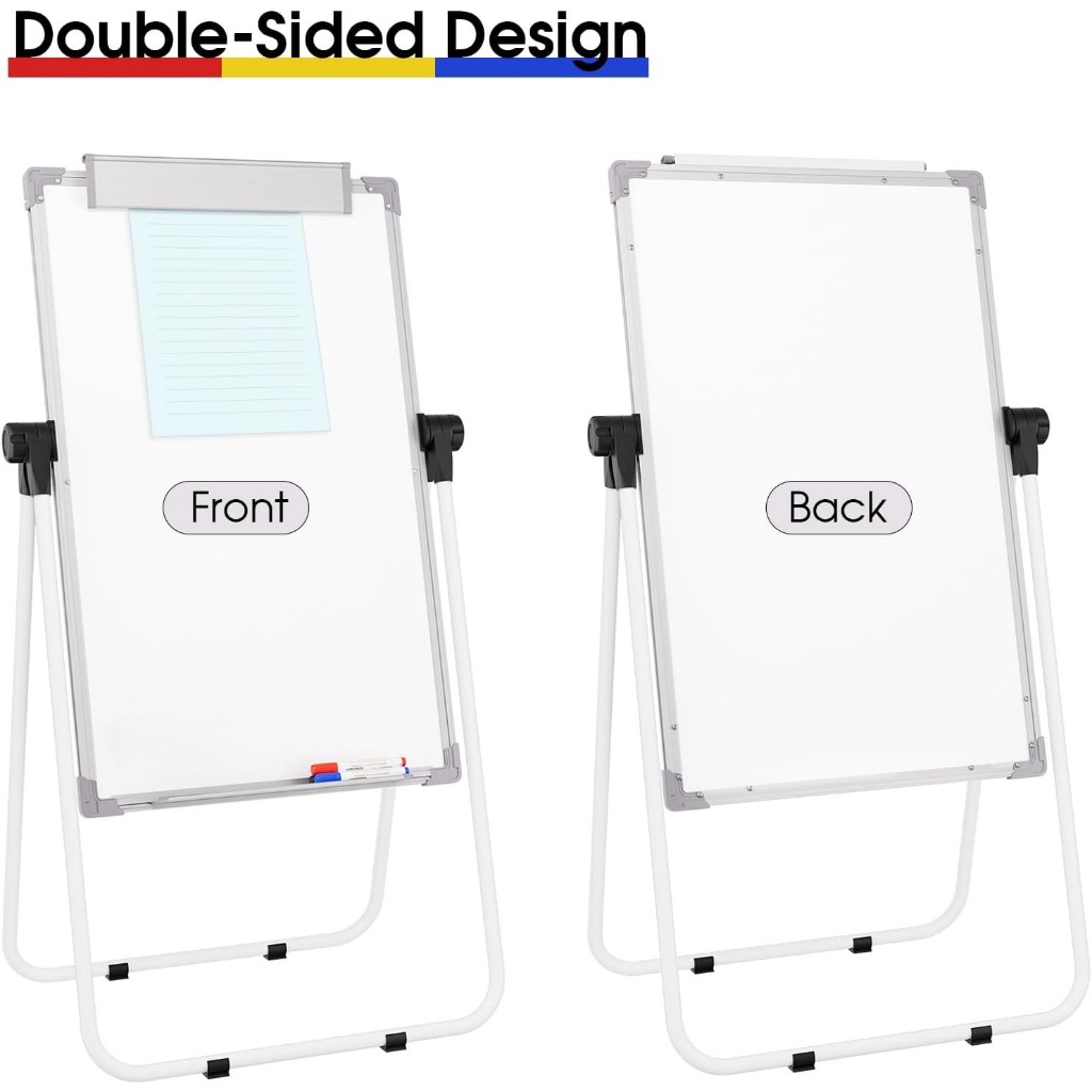 60*90CM 2 Sided White Board with Stand Stationary Aluminum Magnetic ...