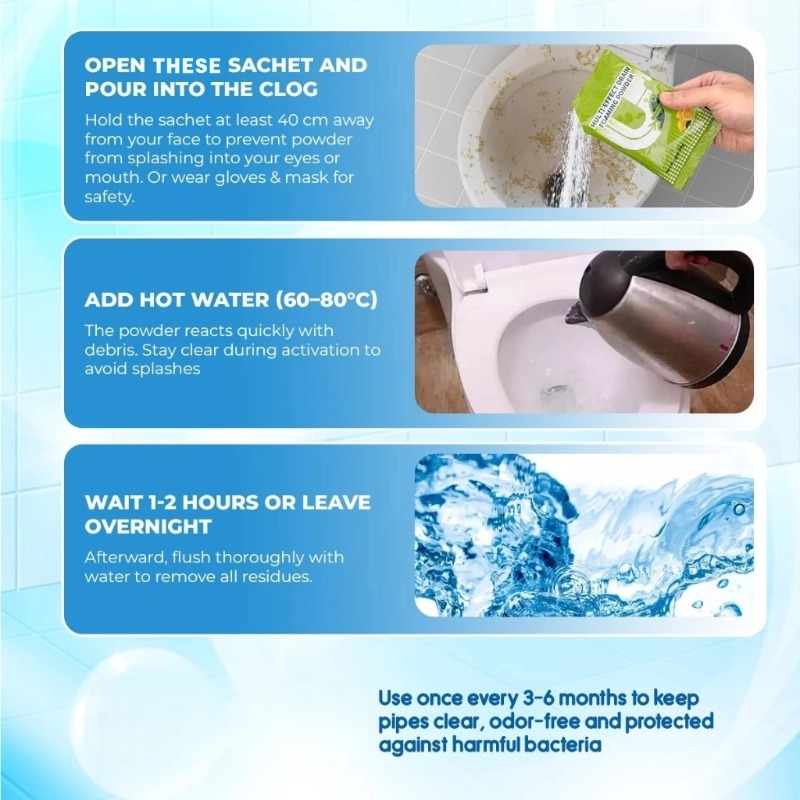 Drainage Clog Remover Powder For Kitchen And Bathroom Declogging Toilet ...