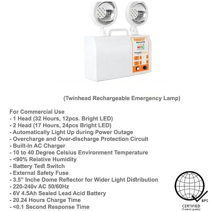 Flare Emergency Light Rechargeable 240V Double Head lighting Wall light ...