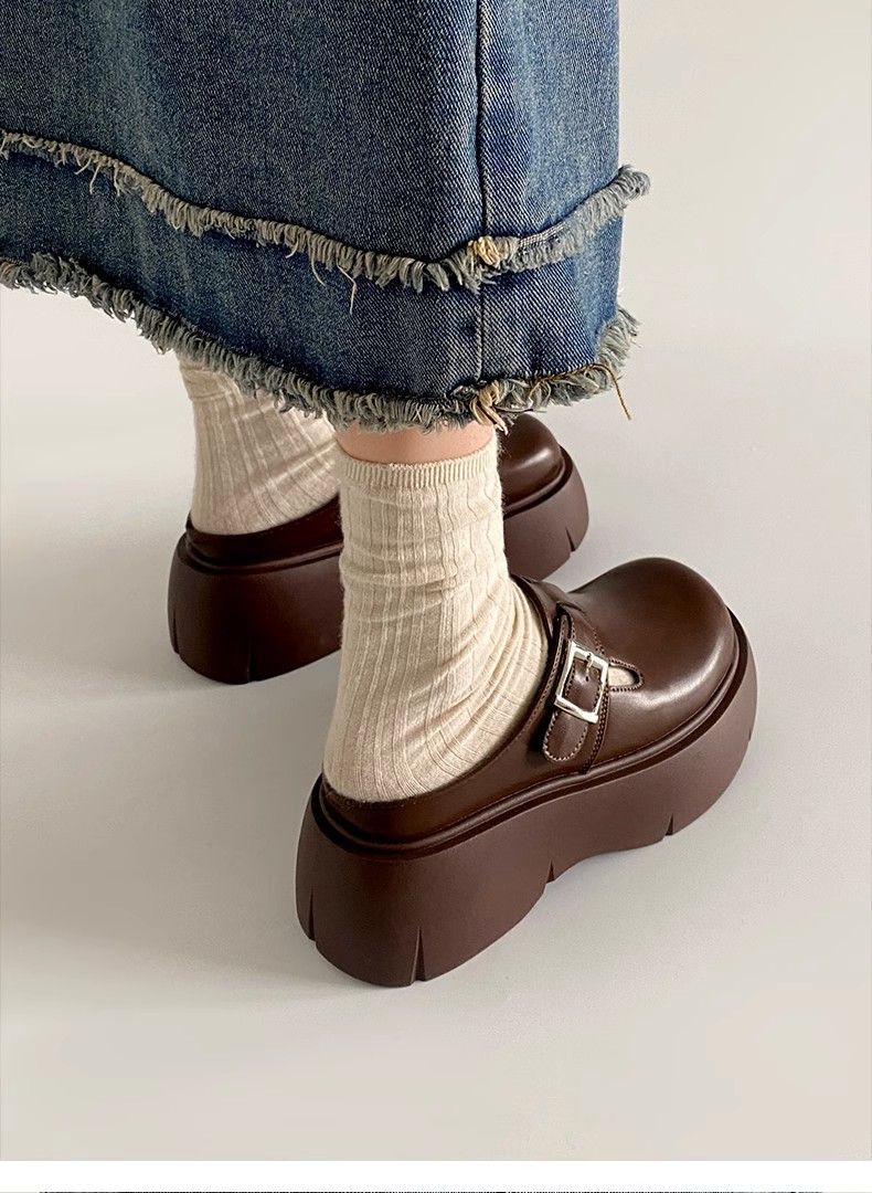 Vintage British Style Le Fu Baotou Slippers with Thick Sole Vrsatile ...