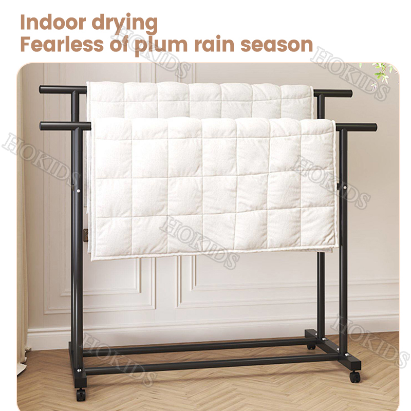 Double Pole Hanger Bedroom Clothes Drying Rack Clothes Hanger Rack ...