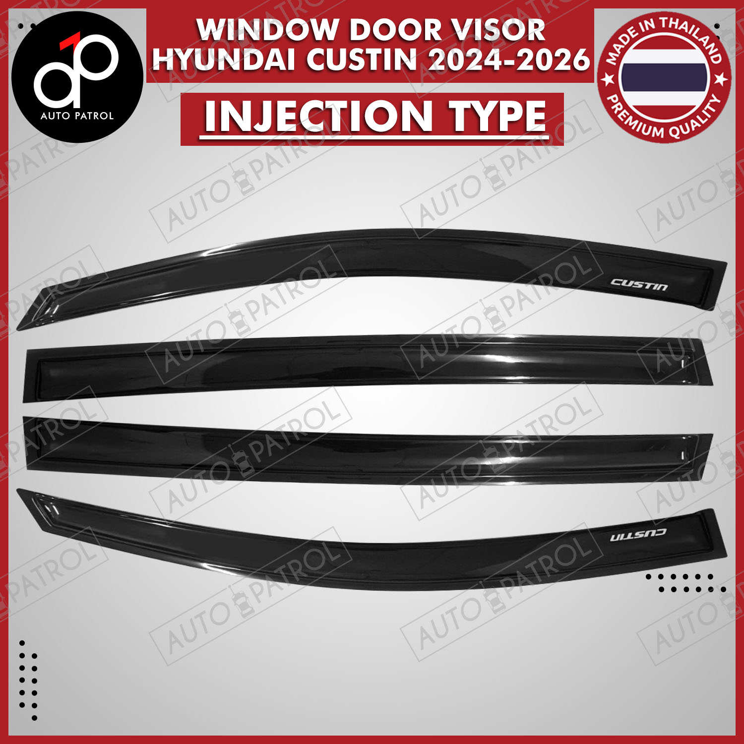 HYUNDAI CUSTIN 2024-2026 Window Door Rain Visor Black (INJECTION TYPE ...