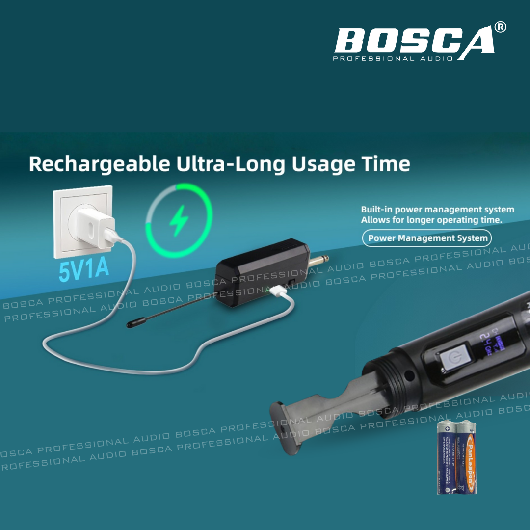 BOSCA UHF Wireless Microphone with Rechargeable Receiver BS-1UHF BS ...