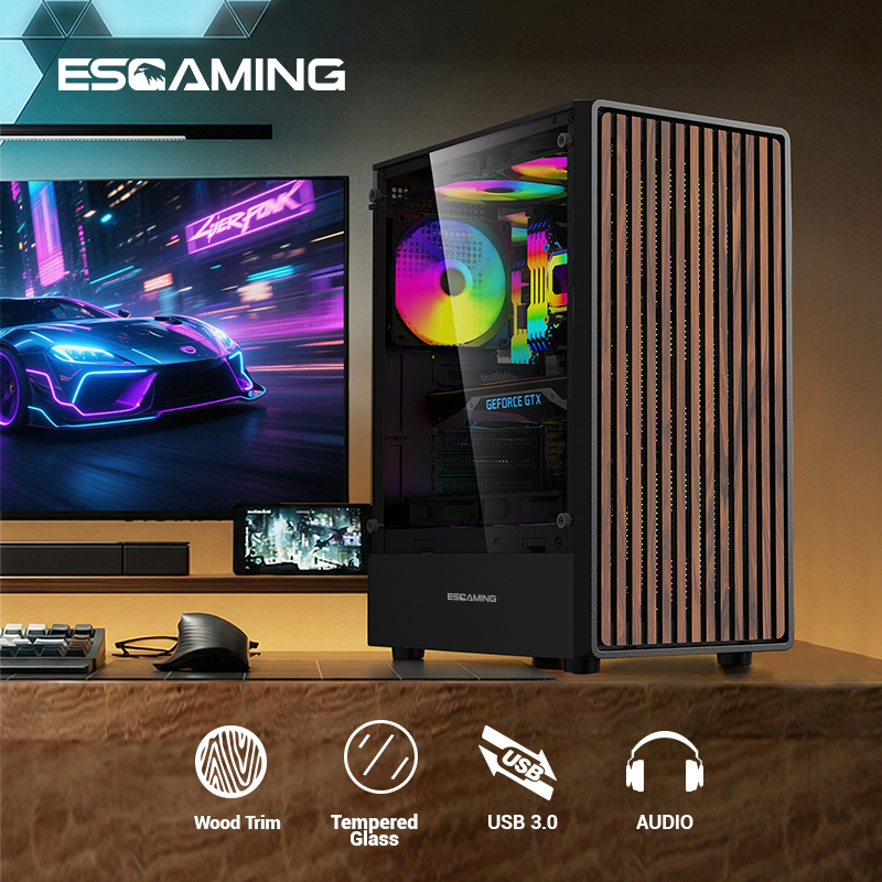 ESGAMING PECKER PC Case ATX/ M-ATX Gaming Computer Case Mid-Tower ...
