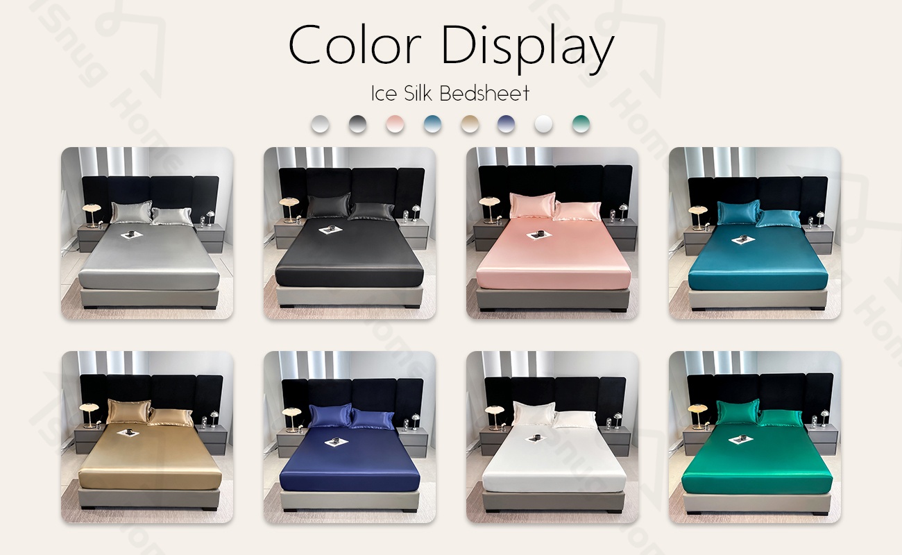 Bedsheet Satin Silk Bedsheets Soft Cooler Bed Fade Resistant Bed Sheet ...