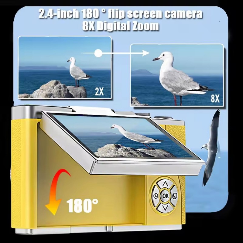 Digital Camera 4K HD Selfie Flip screen 180° Built-in Flash 30X Zoom ...