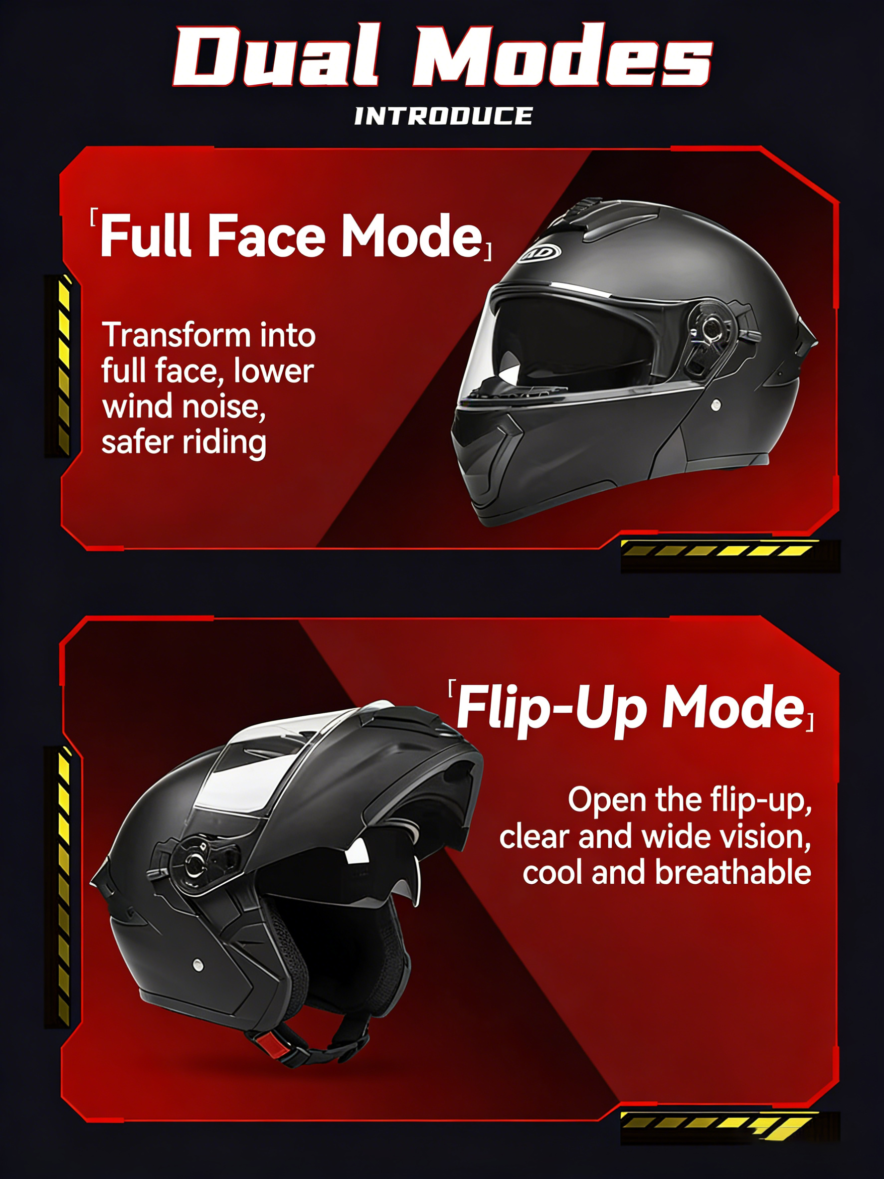 AENXRD Motorcycle Modular Helmet Dual Lens Full Face helmet With ICC ...