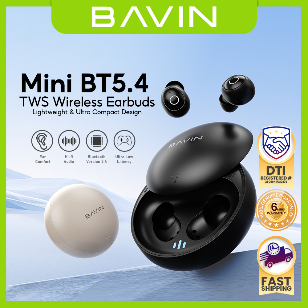 BAVIN BA111 Hi-Res Audio TWS Mini Bluetooth 5.4 Wireless Earbuds w ...
