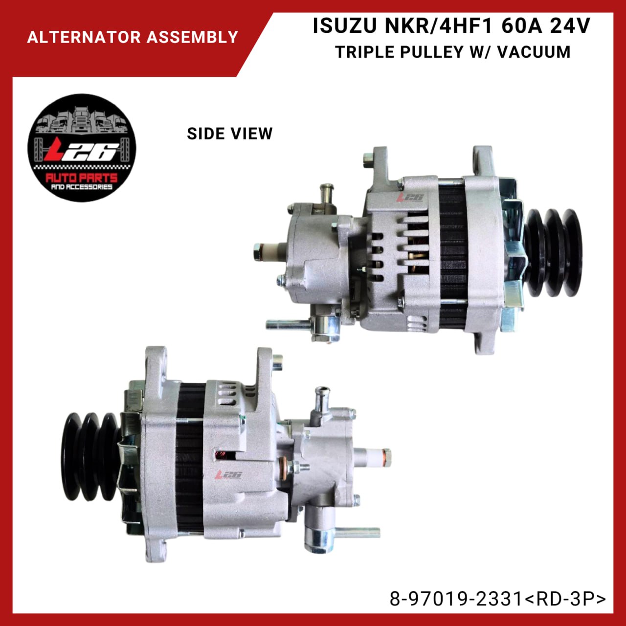 Isuzu 4HF1/4HE1/4HG1/NKR Alternator Assembly 60A 24v RD-3p Triple ...