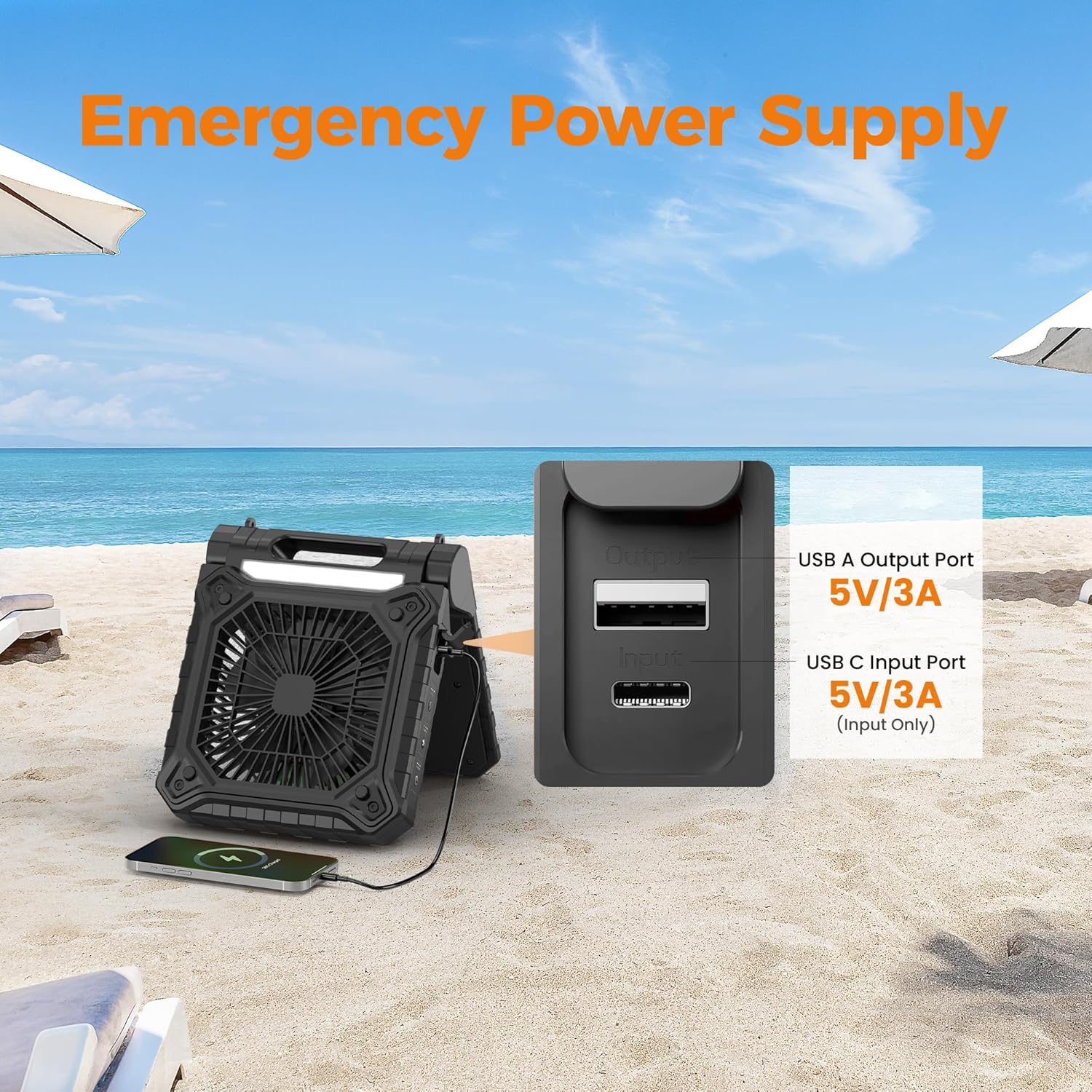 10000mAh Multifunctional Outdoor Solar Fan Portable Solar Fan Suitable ...