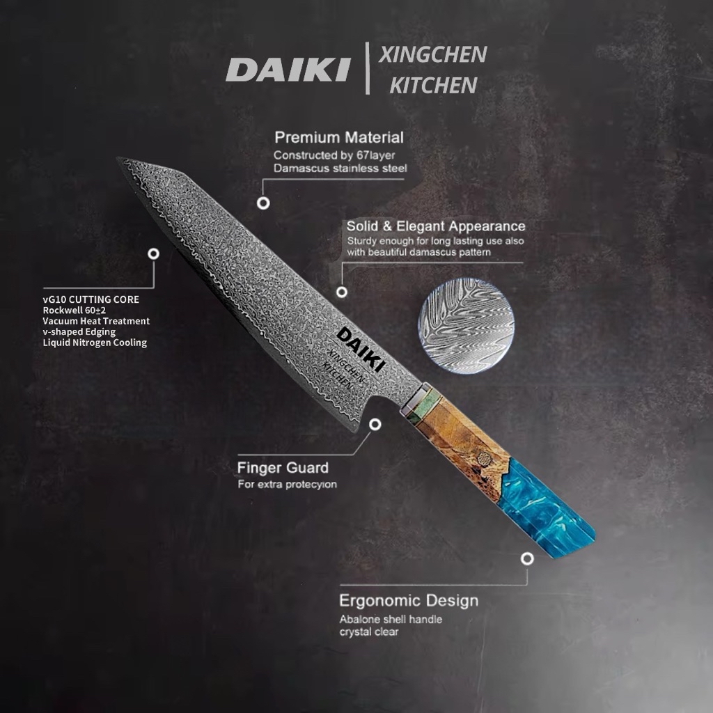 Daiki Japanese Damascus 8” 67-Layer Steel Gyutou Chef’s Knife | Shopee Philippines