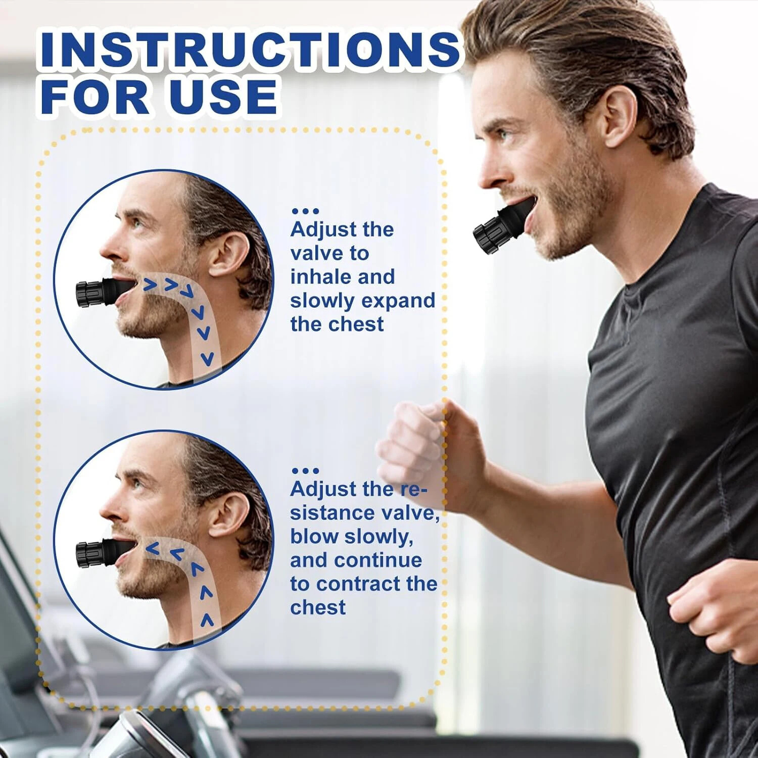 Breathing Trainer Fitness Lung Exerciser Adjustable Resistance Device ...