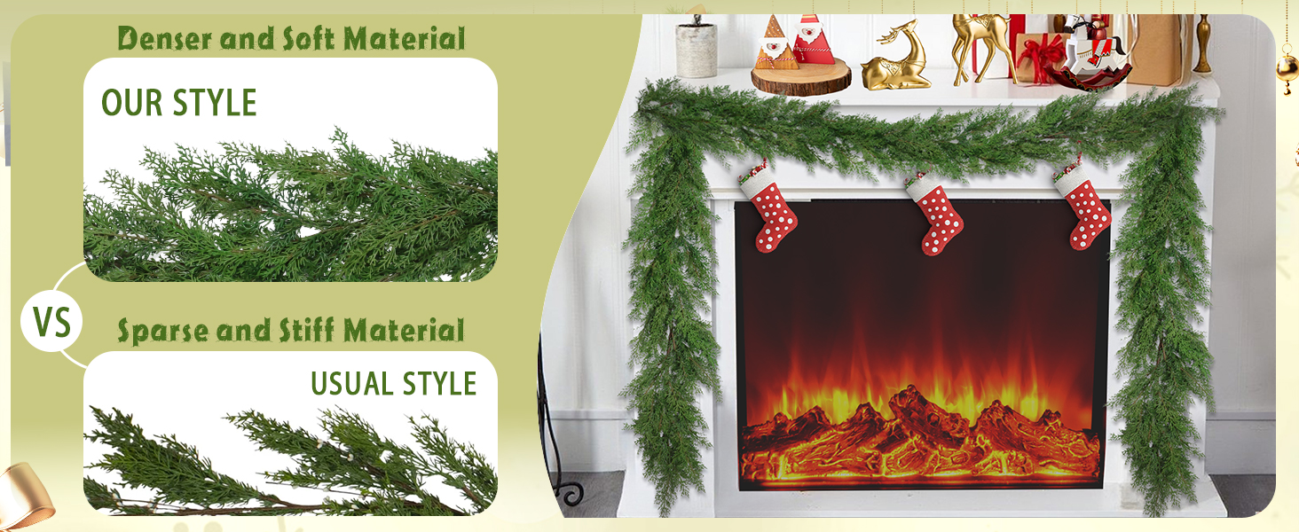 Christmas Garlands Norfolk Pine Mantle Decoration Holiday Indoor Faux ...