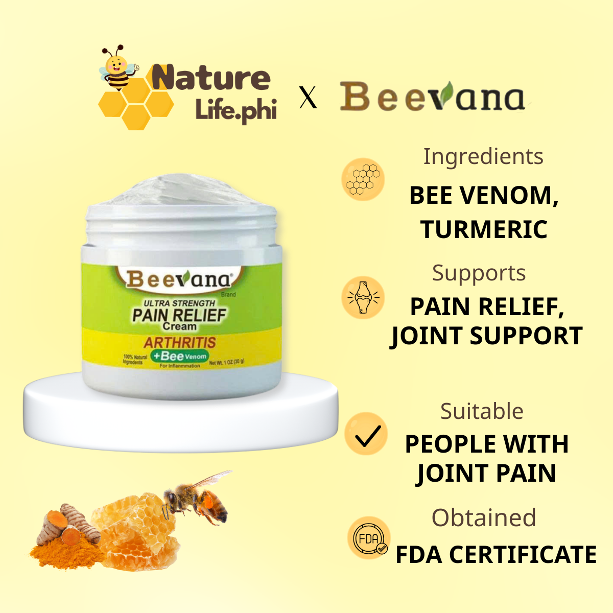 Beevana Bee Venom Ultra Strength Pain Relief Cream 30g, Effective Joint ...
