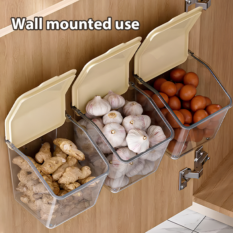 Kitchen Organizer Wall Mounted with Lid Ginger Onion and Garlic ...