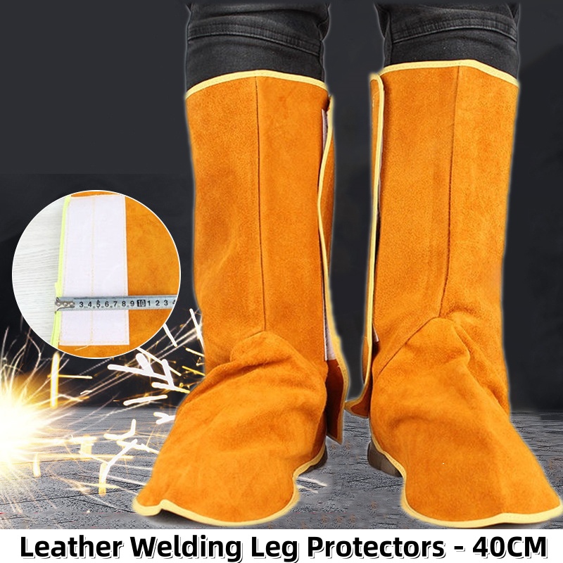 40CM Yellow Cowhide Electric Welding Foot Protection Boots Welder Foot ...