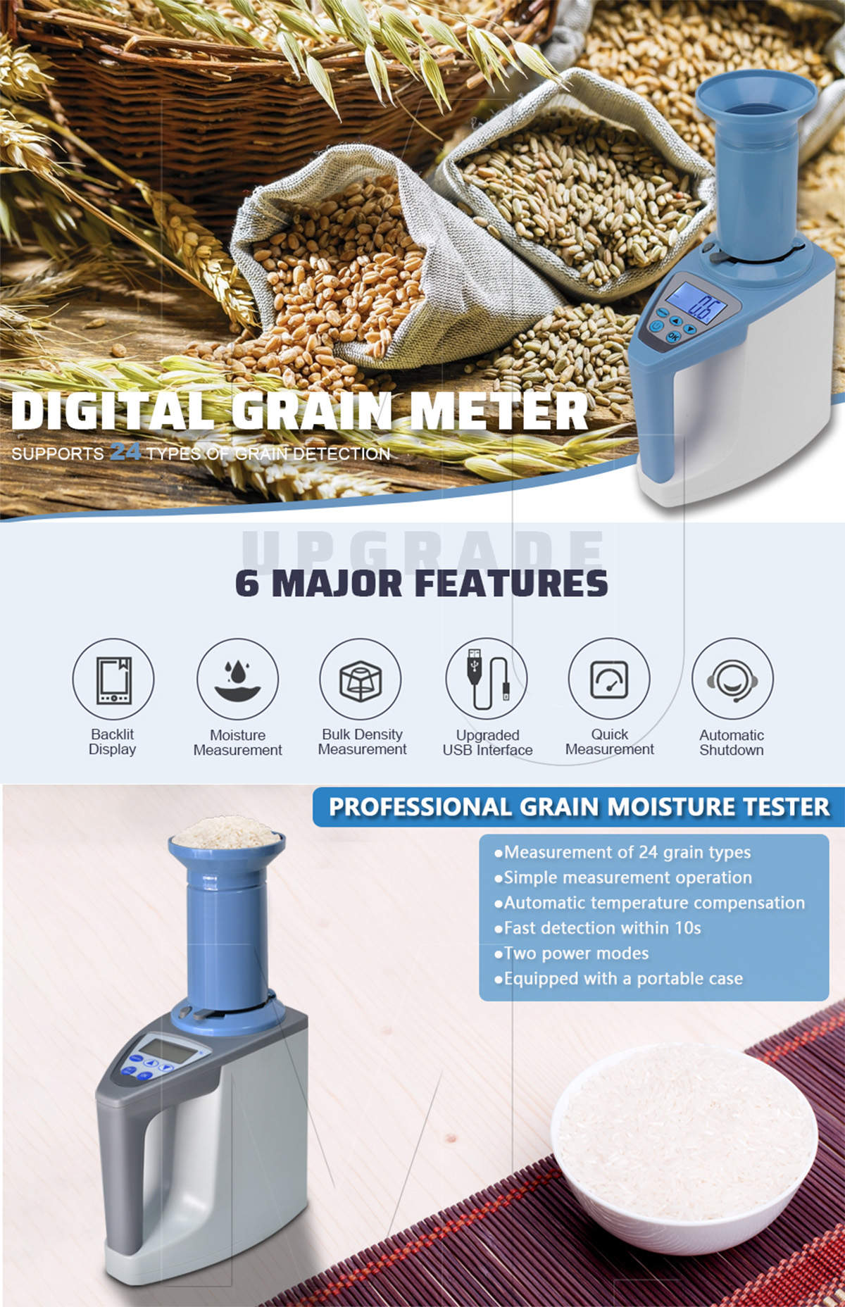 LDS-1G Grain Moisture Analyzer Humidity Meter Food Corn Grain Rice ...