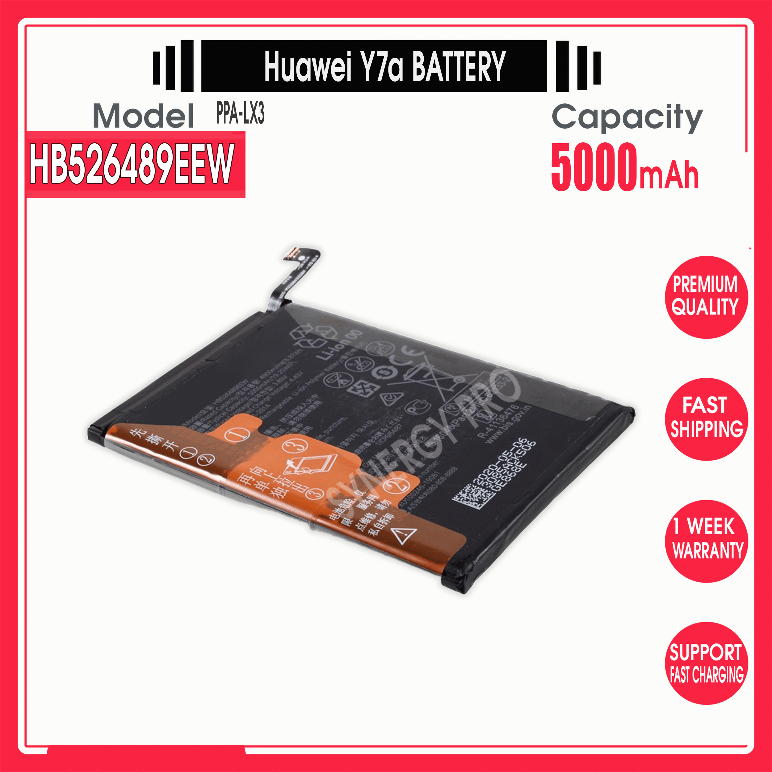 HB526489EEW BATTERY FOR HUAWEI Y7A BATTERY MODEL HB526489EEW 5000MAH ...