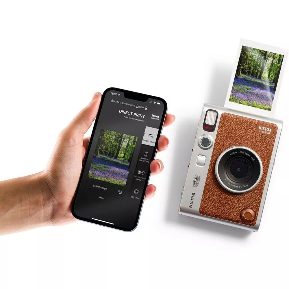 The Fuji Instax Mini EVO Hybrid Instant Black Brown Vintage Type C NEW ...