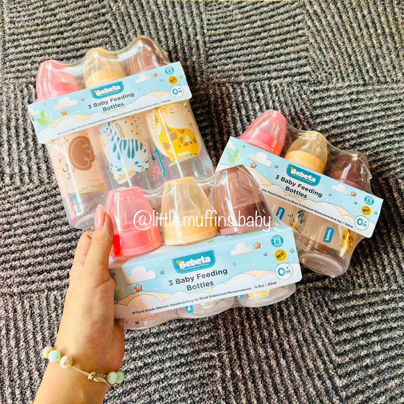 NEW!!! BEBETA GIRL Assorted Prints 3pk Regular Feeding Bottle 3oz/4oz ...