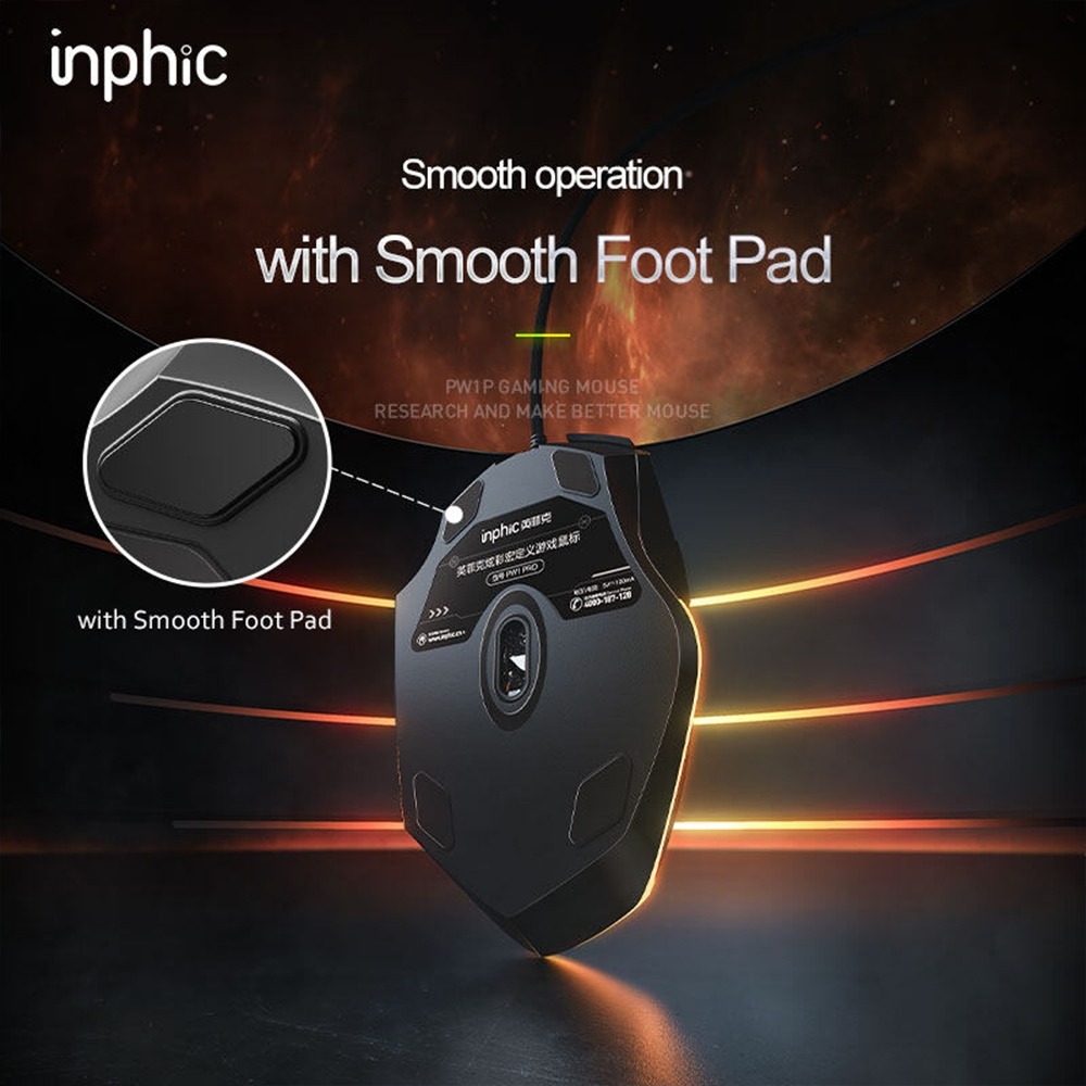INPHIC W1 Gaming Mouse Wired 7200DPI Optical Mice 6 Programmable ...