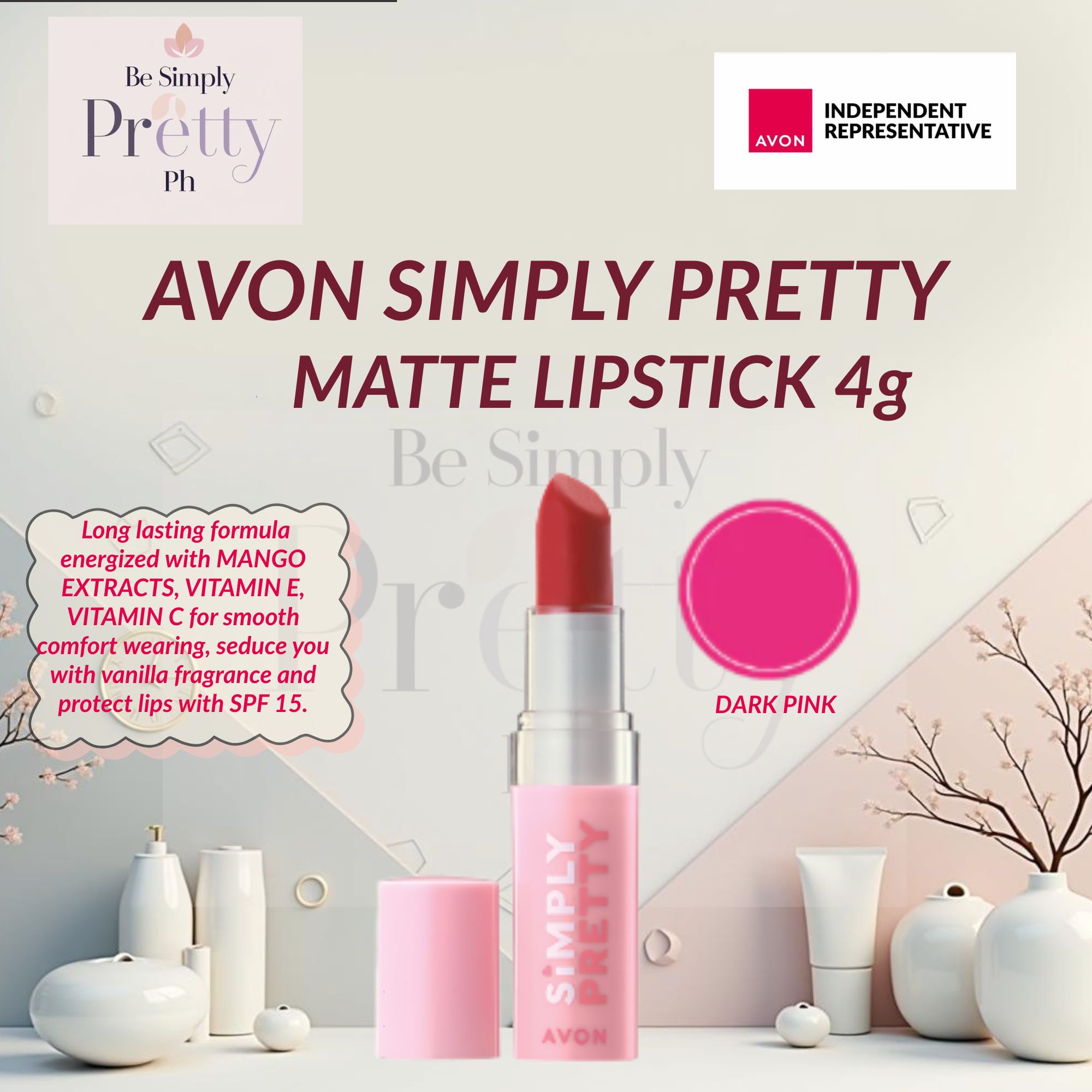 AVON SIMPLY PRETTY MATTE LIPSTICK 4g | Shopee Philippines
