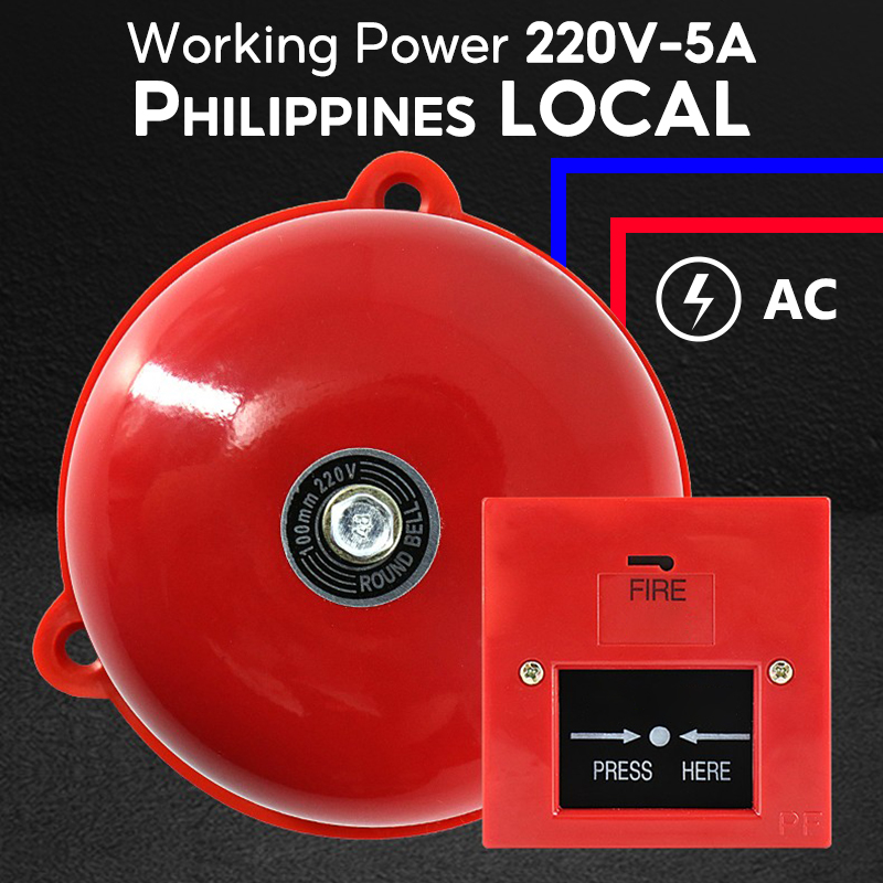 Fire Alarm Bell 220V with Manual Switch 4"/6"/8" Home Safe Mall Office ...