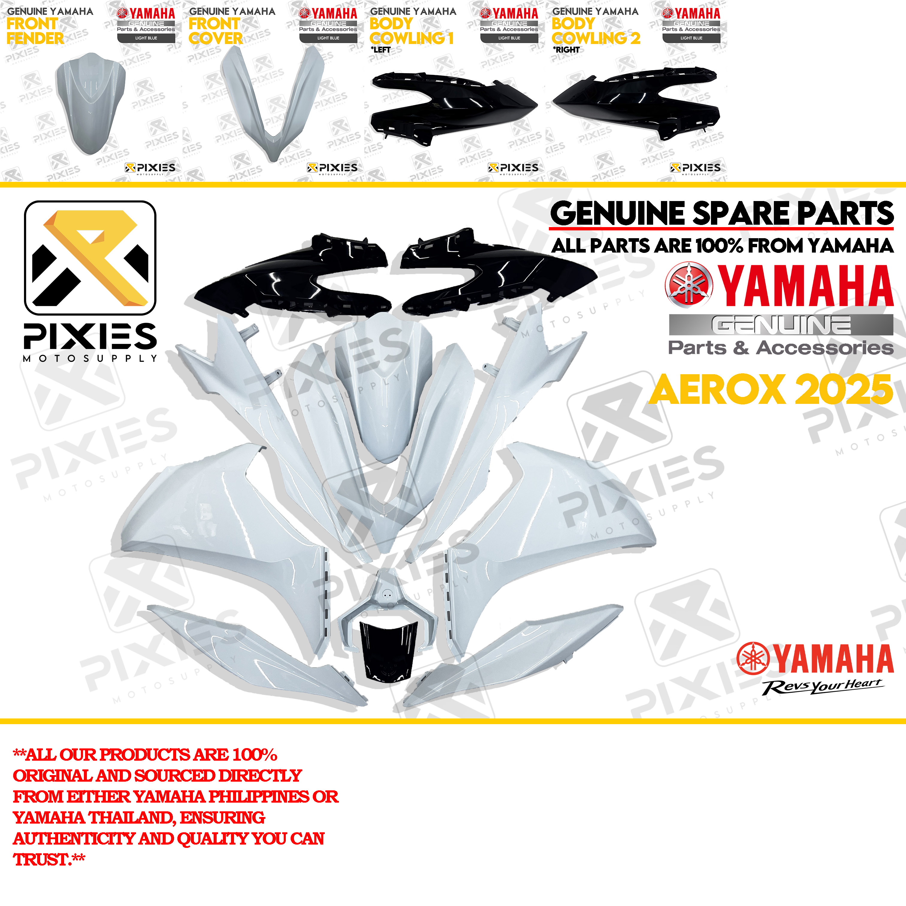 YAMAHA AEROX V3 STANDARD 2025 LIGHT BLUE GLAZE BLUE WHITE SPARE PARTS ...