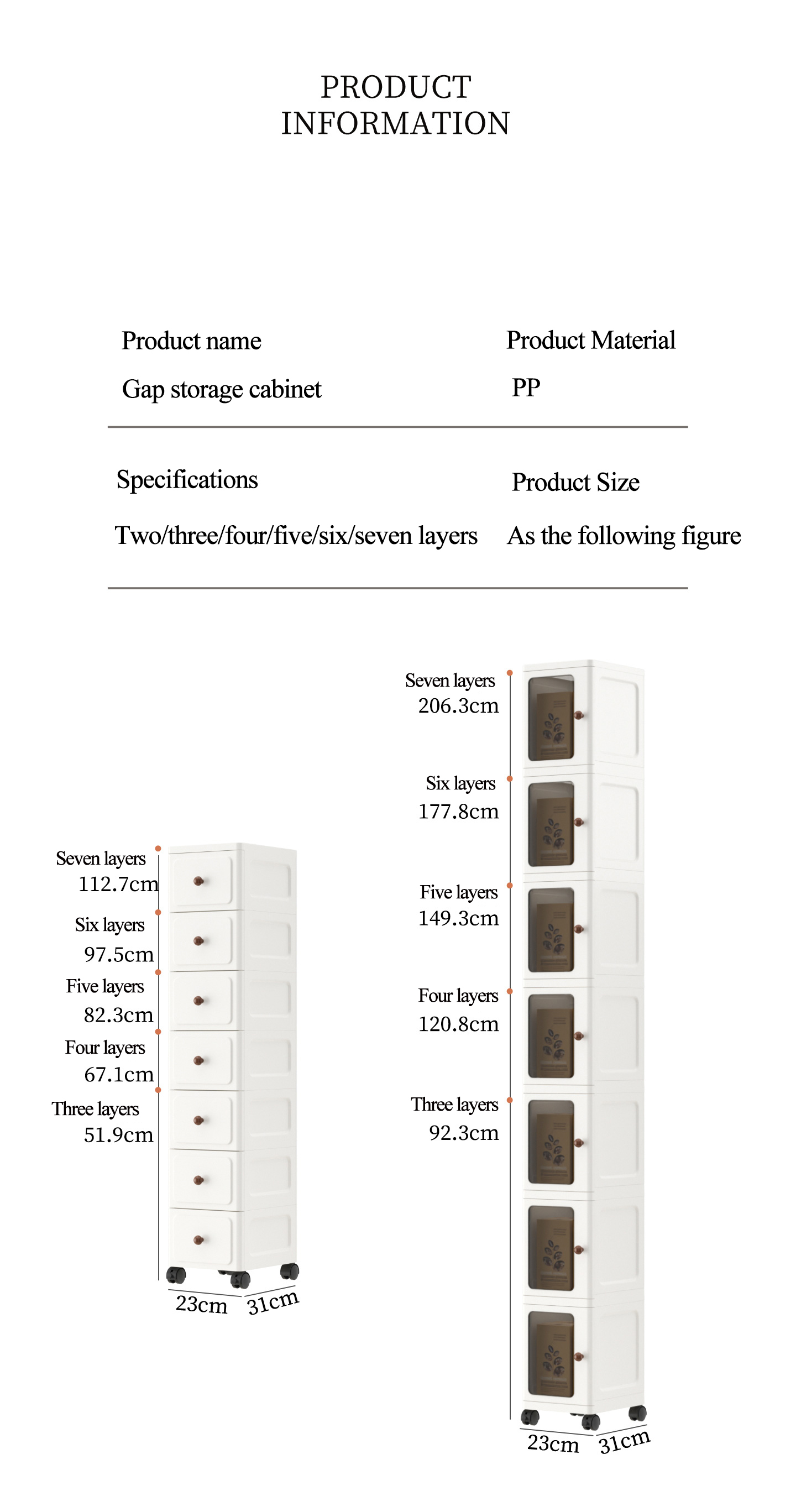 23cm Side-Opening Narrow Gap Storage Cabinet Multi-Tier Kitchen ...