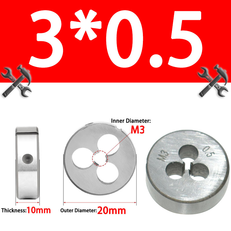 1Pcs Round Die Teeth (Metric) M3 M4 M5 M6 M8 M10 M12 Metric HSS Thread ...