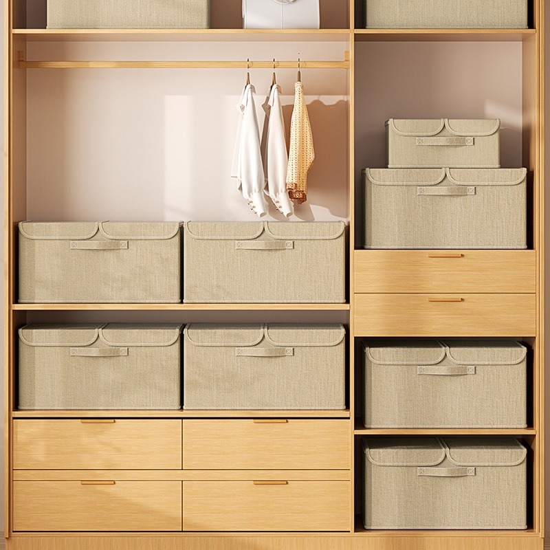 Korean Storage Box, Fabric Clothes Organizer, Foldable Home Storage Bin ...