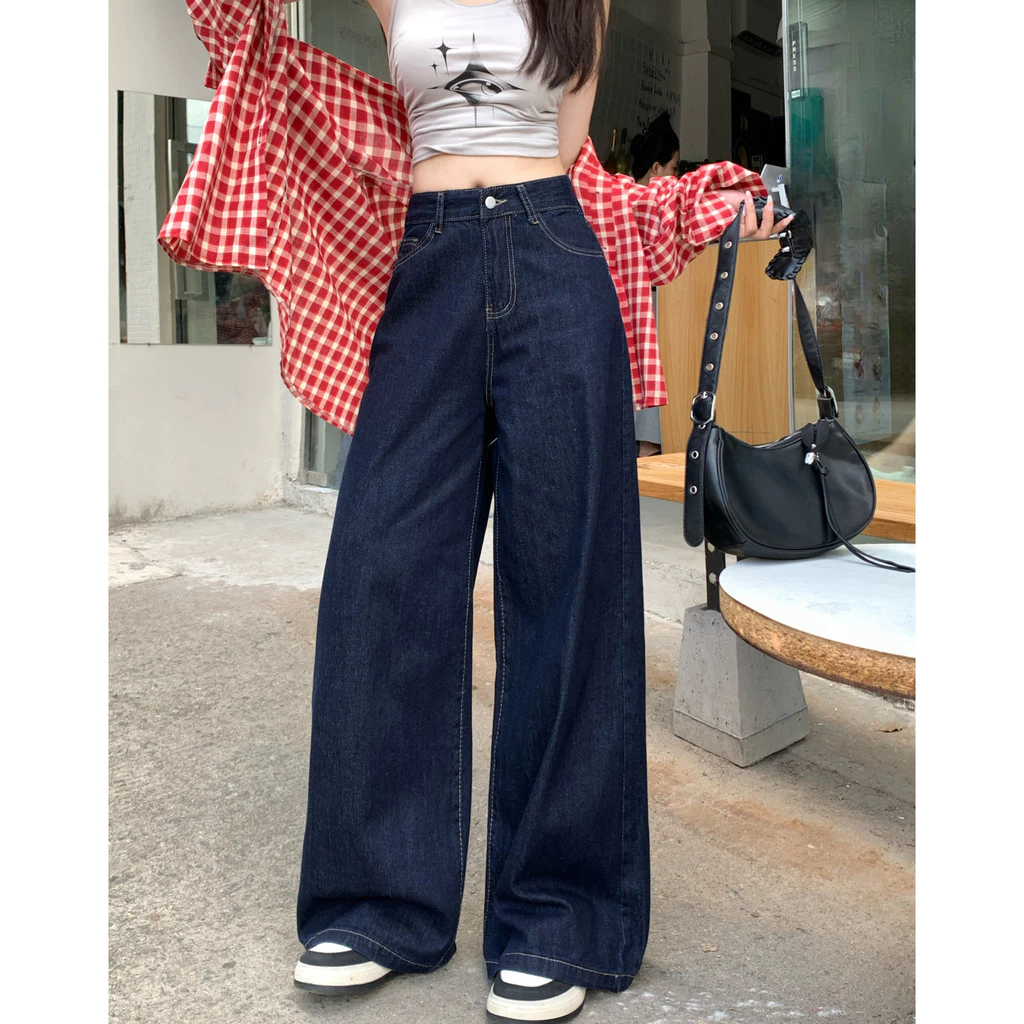 A.One Baggy Jeans Korean Style Jeans Pants for Women High Waist Denim ...